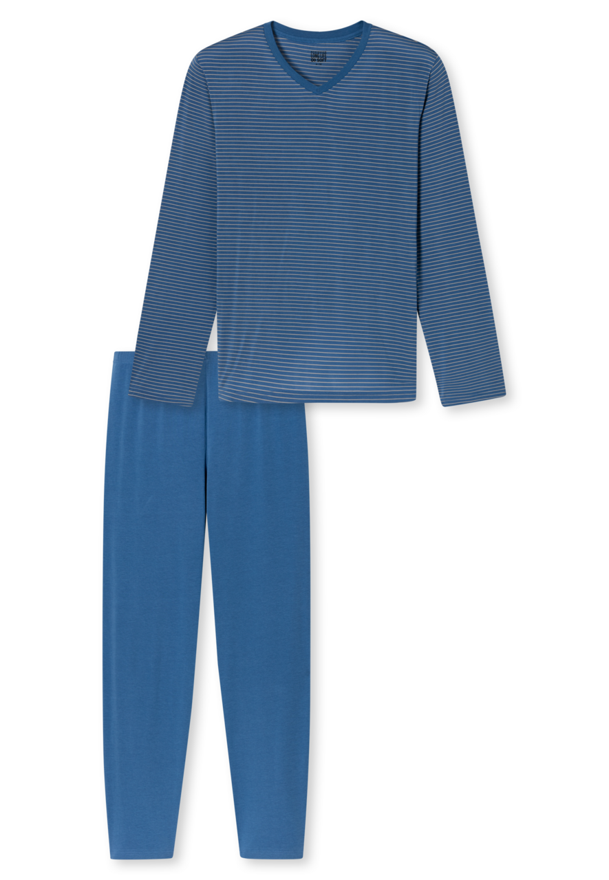 SCHIESSER Long Life Soft pyjamaset, heren pyjama lang modal V-hals ...