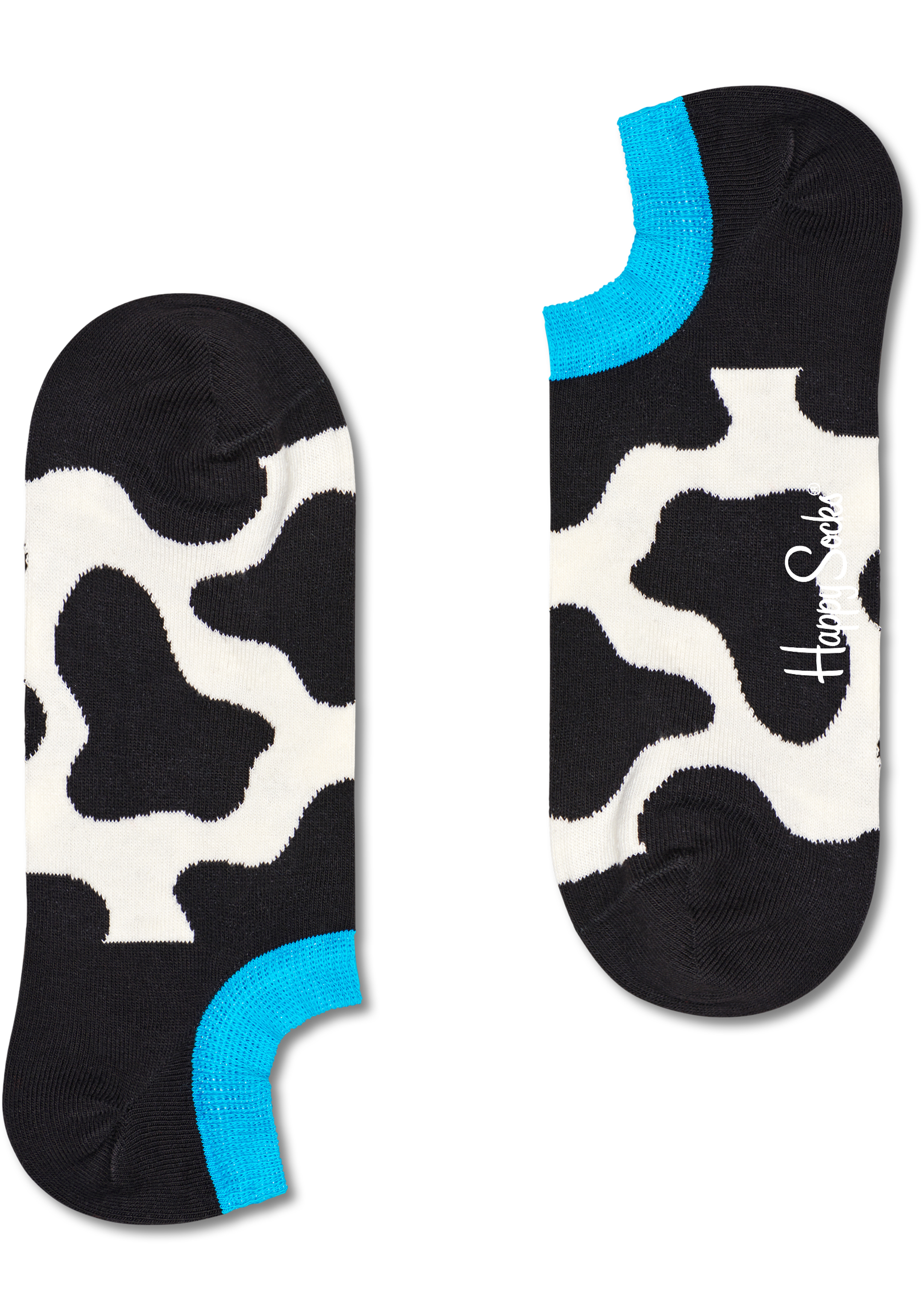 Happy Socks Cow No Show Sock, onzichtbare unisex sneakersokken, zwart