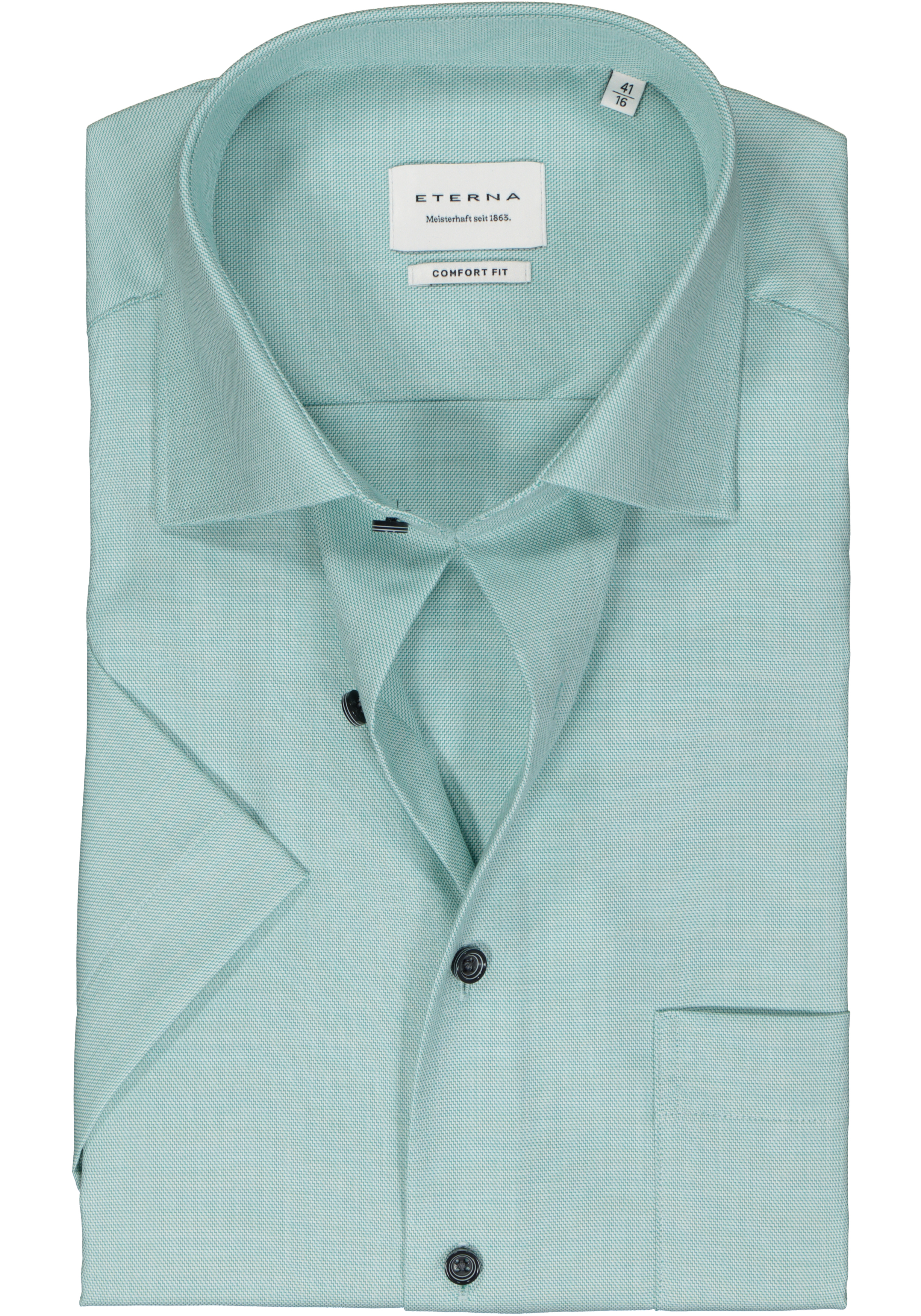 ETERNA comfort fit overhemd korte mouw, twill, groen