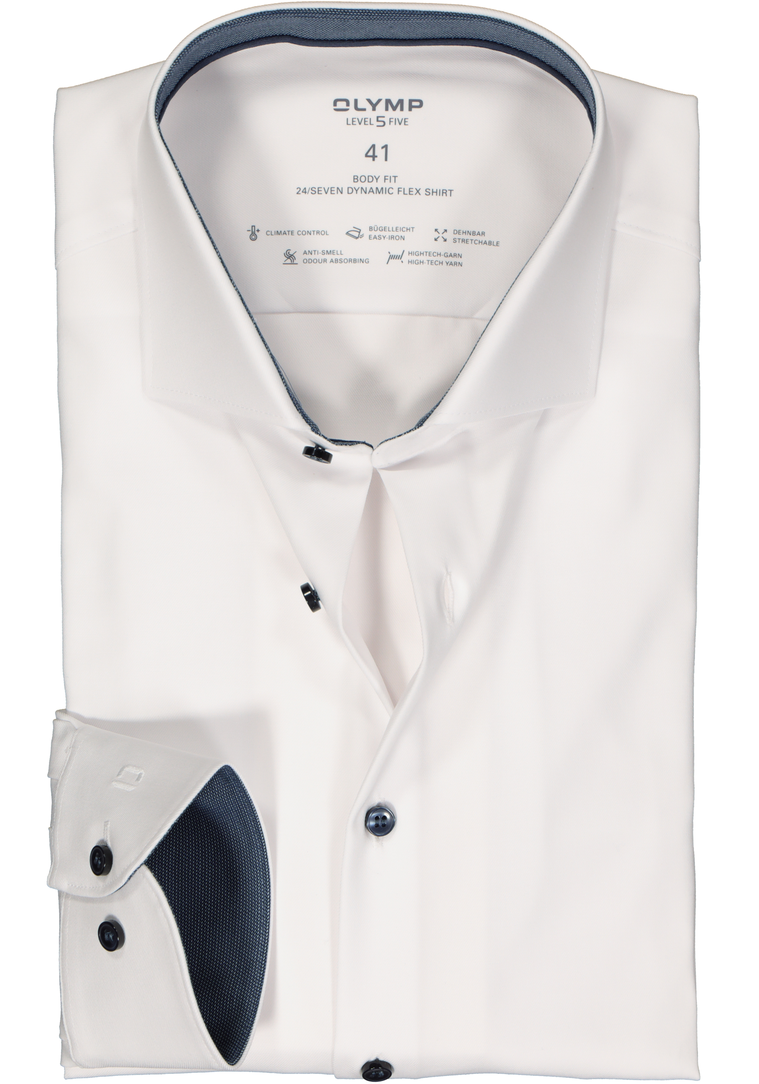 OLYMP 24/7 Level 5 body fit overhemd, dynamic flex, wit