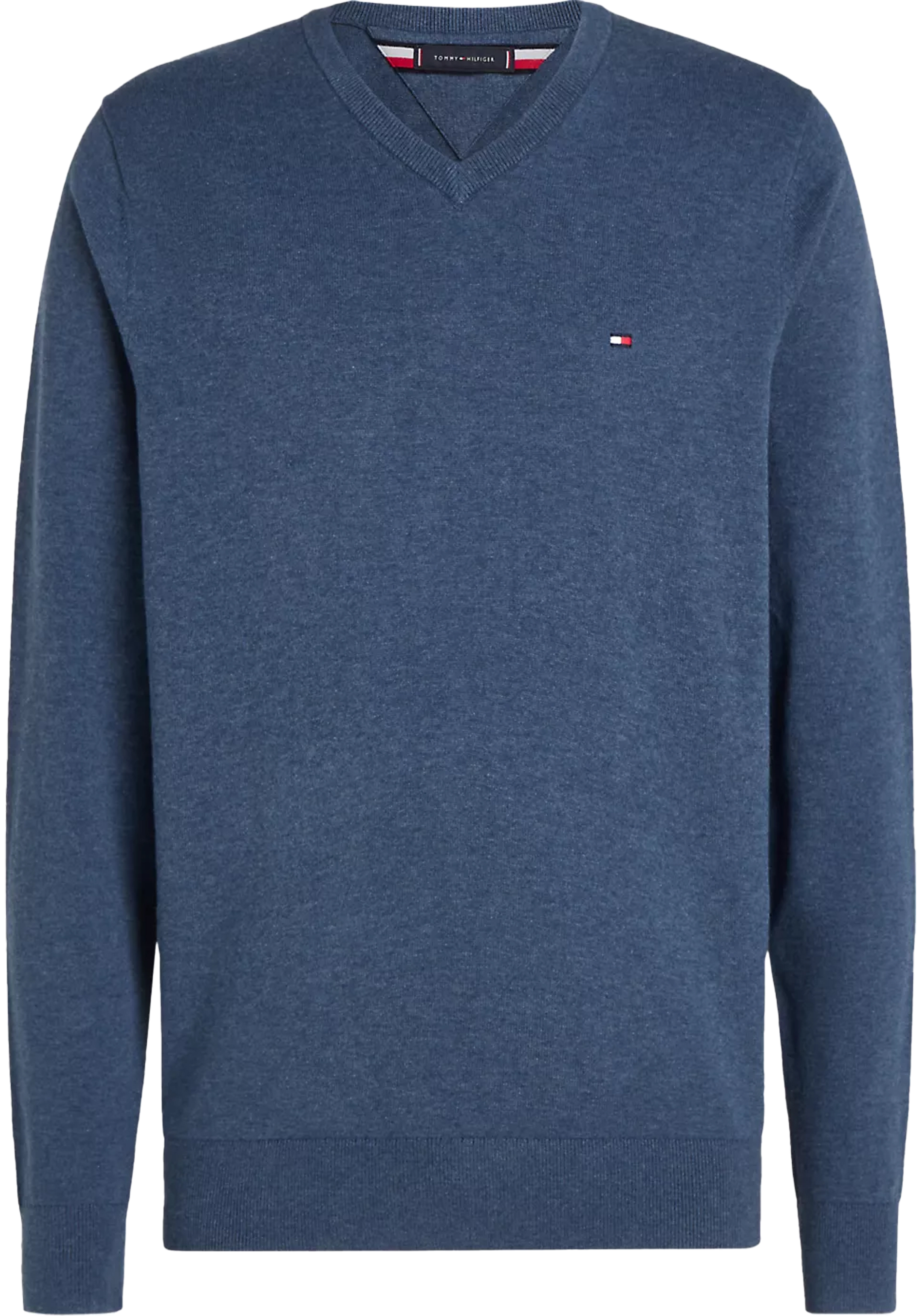 Tommy Hilfiger heren pullover Katoenen, middenblauw melange