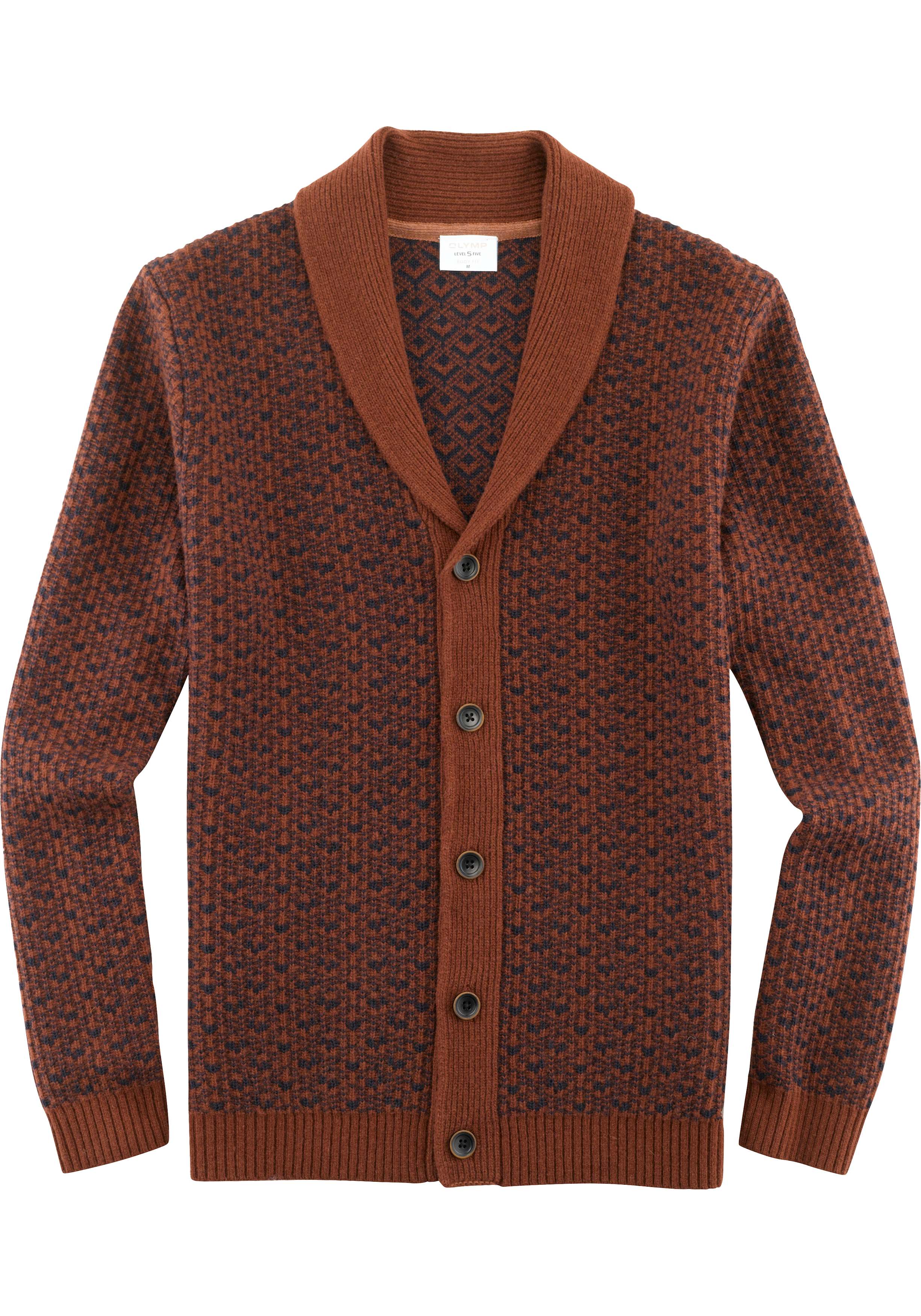 OLYMP Level Five body fit vest wol- met katoenmengsel, roodbruin