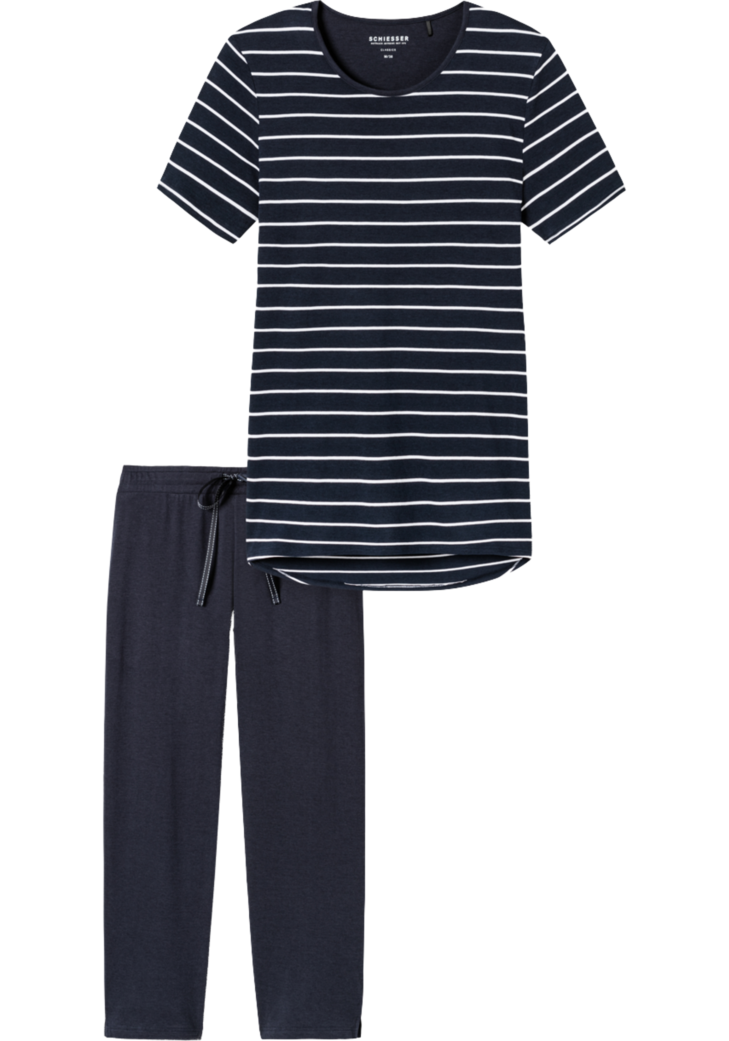 SCHIESSER Original Classics pyjamaset, dames pyjama 3/4 dwarsstrepen ...