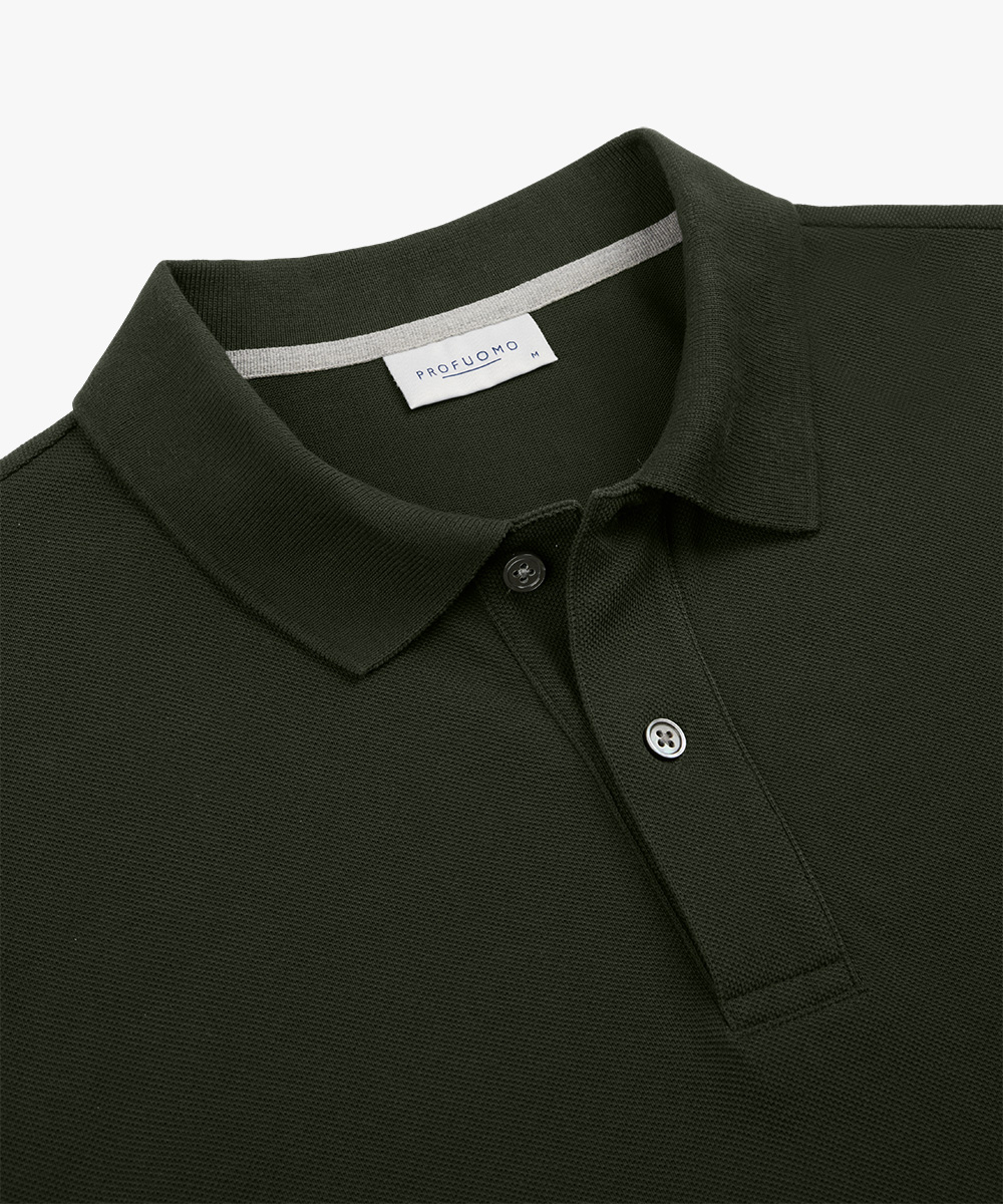 Profuomo slim fit heren polo, army groen