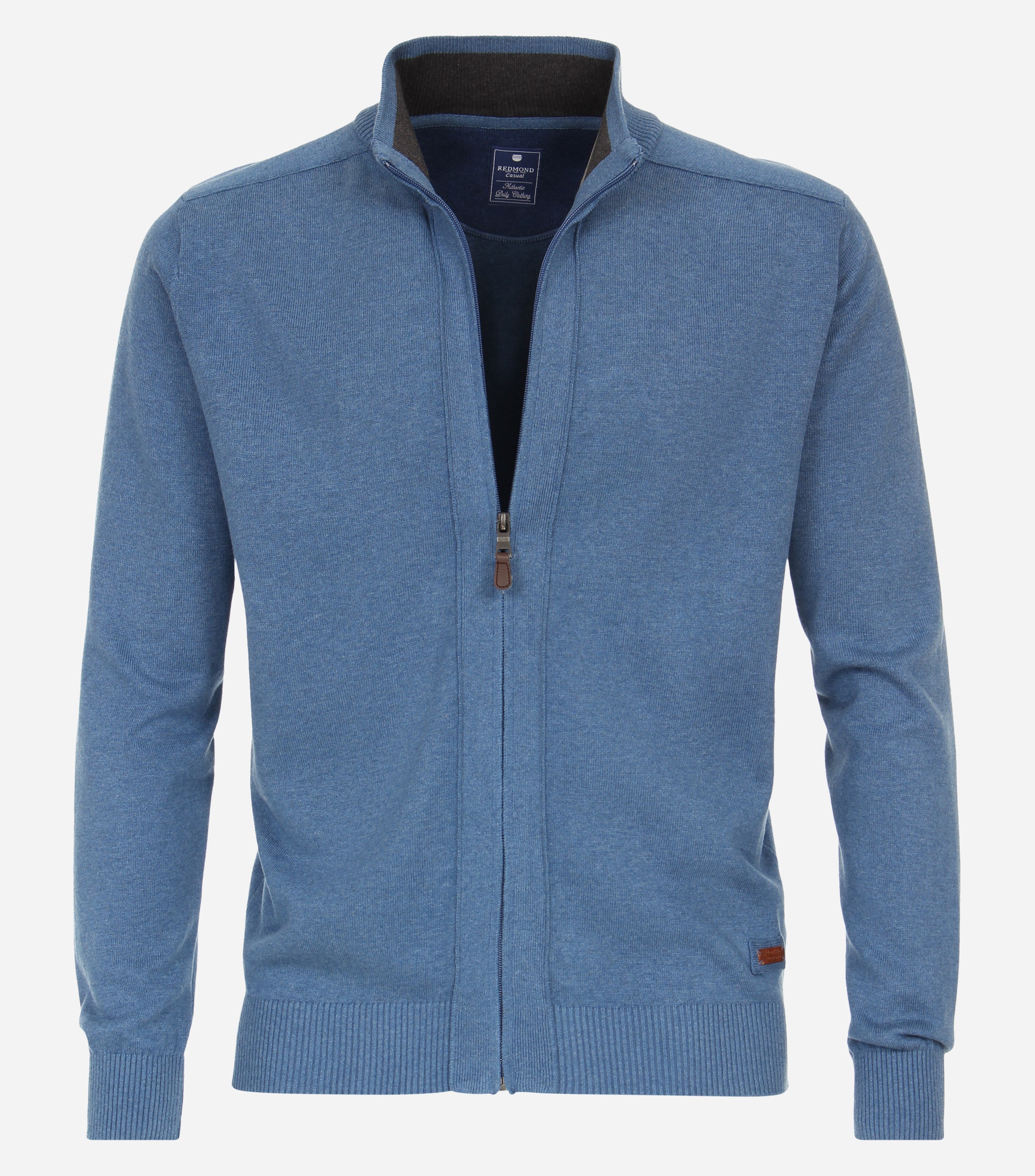 Redmond heren vest katoen, opstaande kraag, blauw (middeldik)