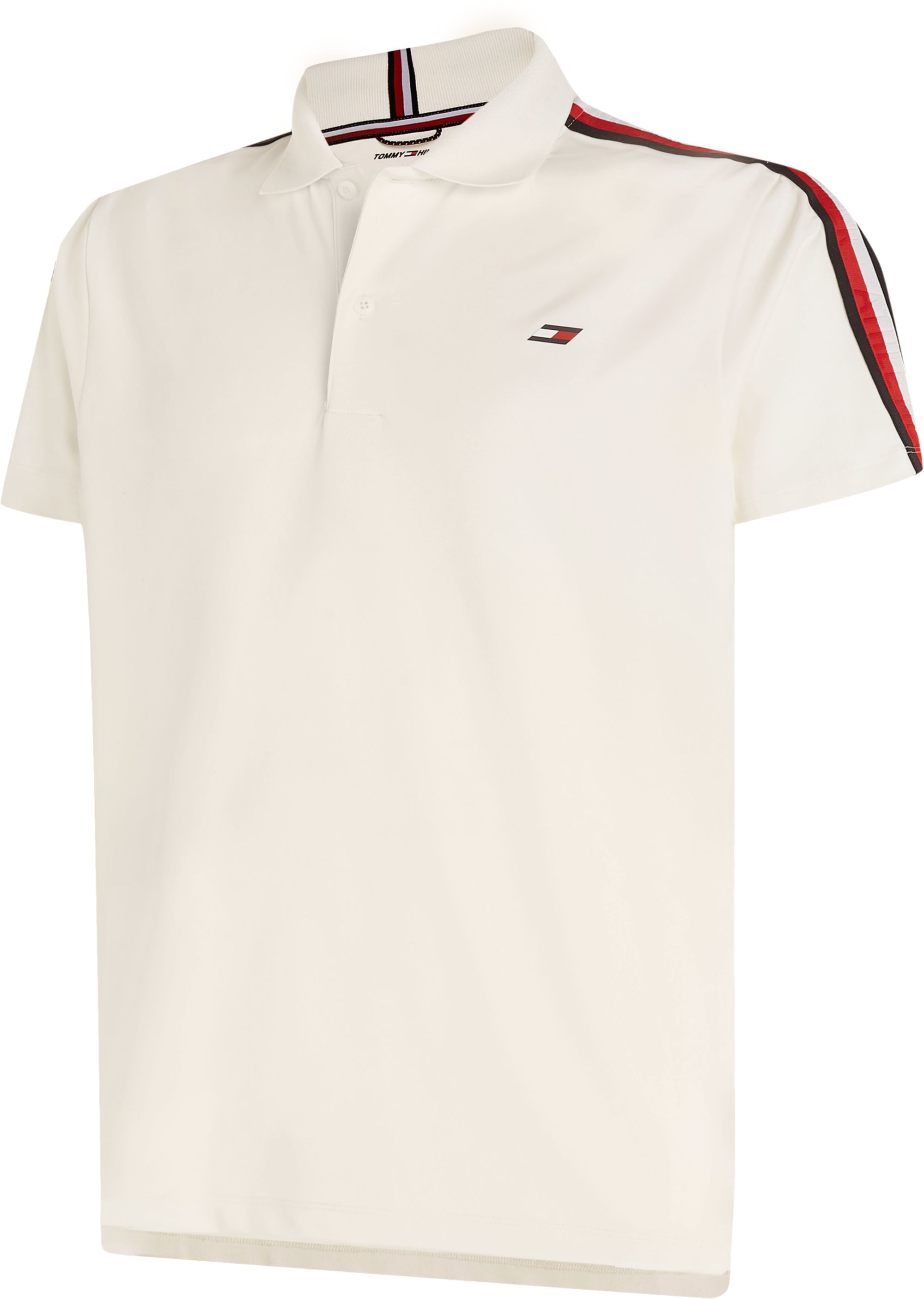 Tommy Hilfiger slim fit heren polo, Trim Tape Training Slim Polo, wit
