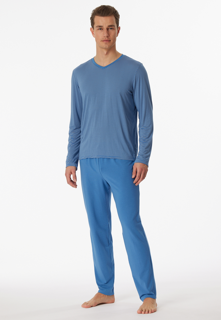 SCHIESSER Long Life Soft pyjamaset, heren pyjama lang modal V-hals ...